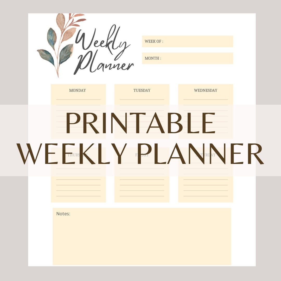 Printable Digital Weekly Planner - Etsy