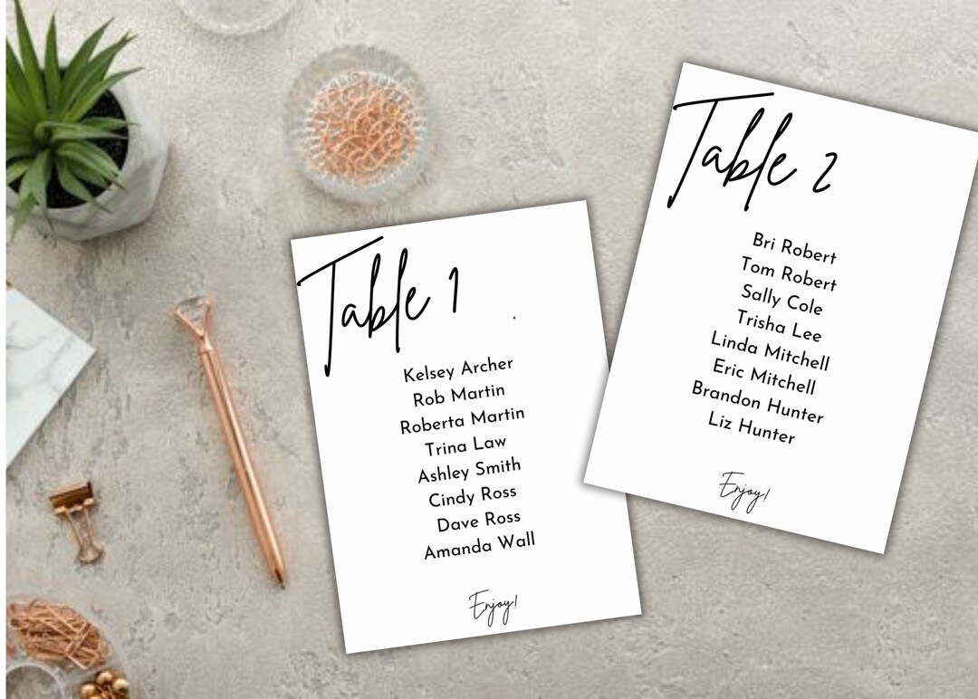 Wedding Setting Chart Template, Wedding Table Numbers , Seating Plan ...