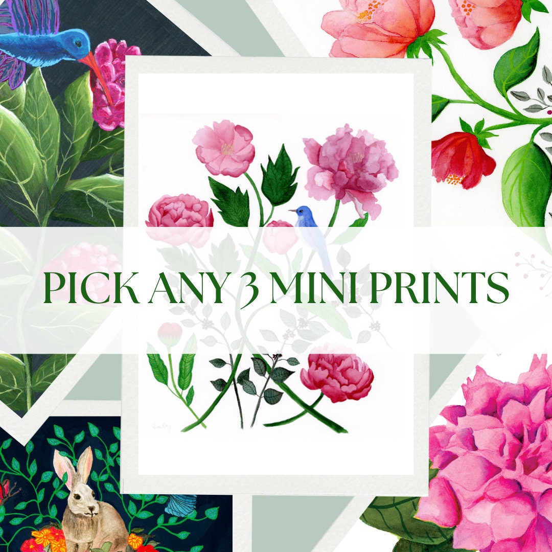 Mini Prints Set | Watercolor Art Mini Print Set | Cute Mini Prints ...