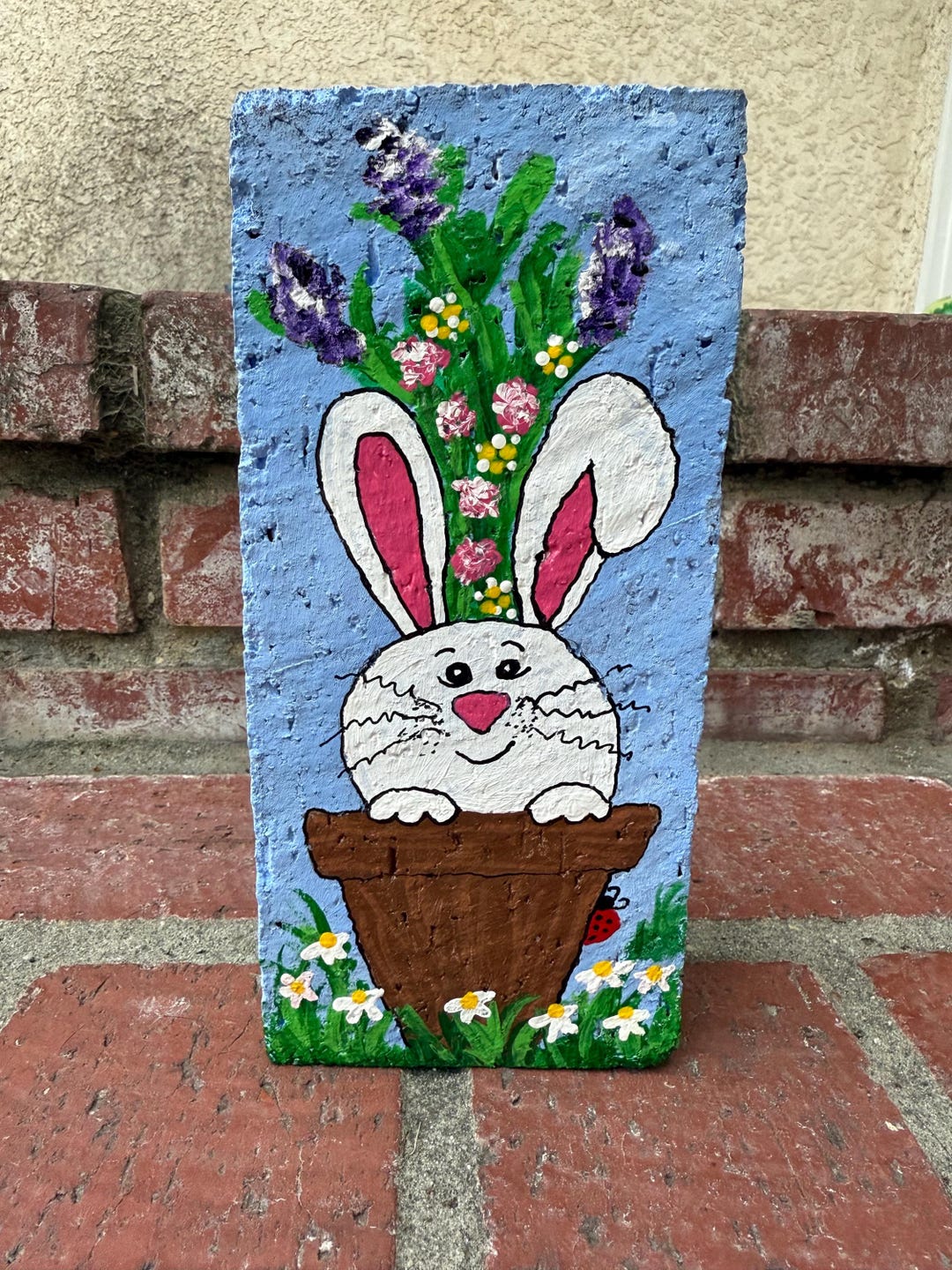 Easter Bunny on Brick - Etsy