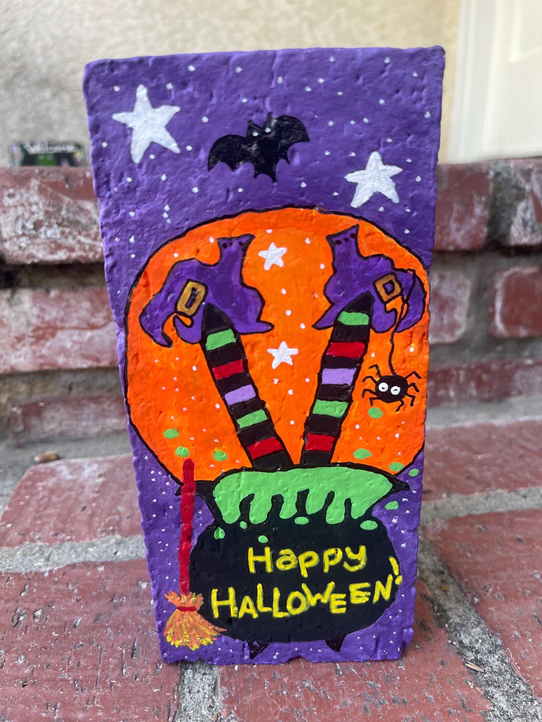 Halloween Themed Painted Brick - Etsy
