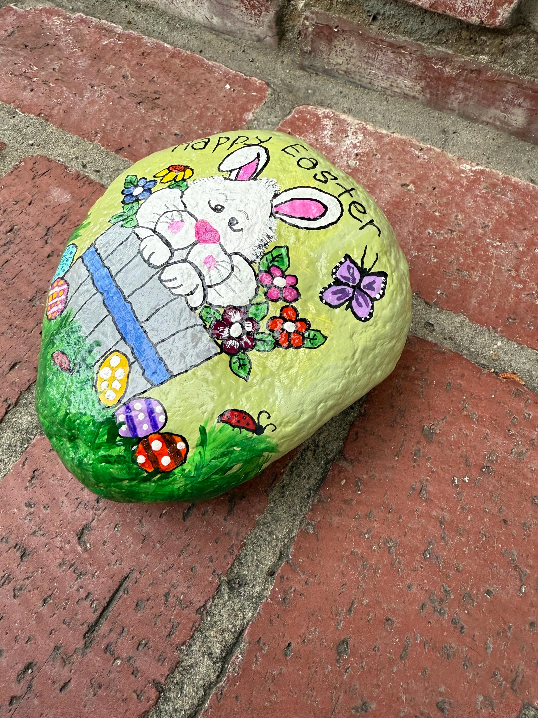Easter Bunny Painted on Rock - Etsy
