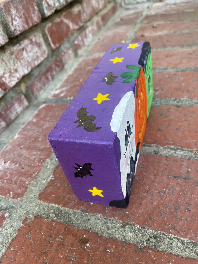 Halloween Themed Painted Brick - Etsy