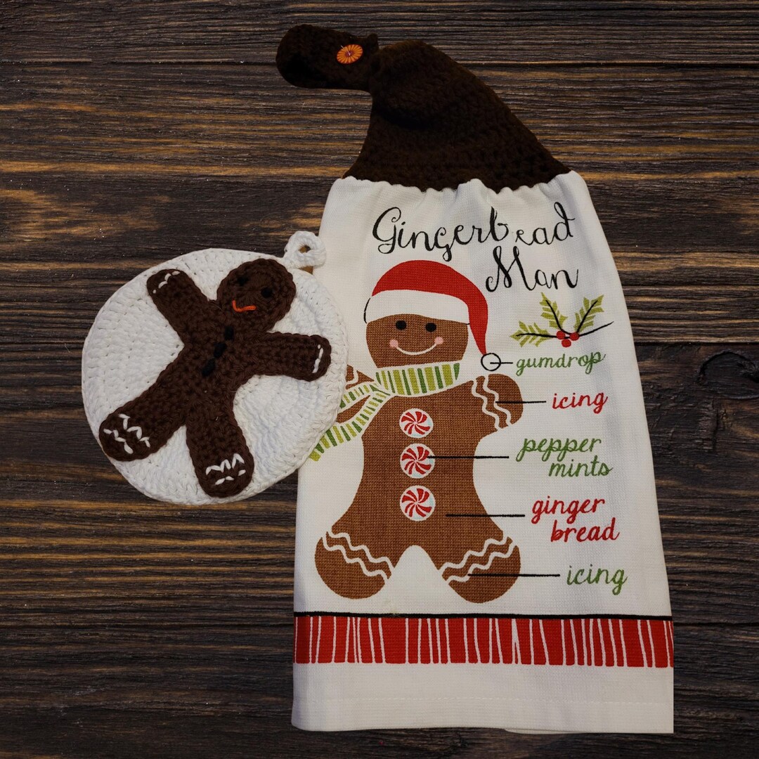 Gingerbread Man Dishtowel & Trivet Set - Etsy