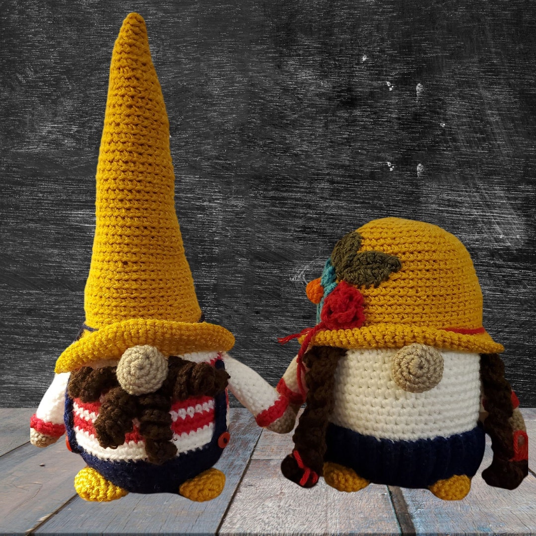 Crocheted Farmer and Wife Gnome Set - Etsy