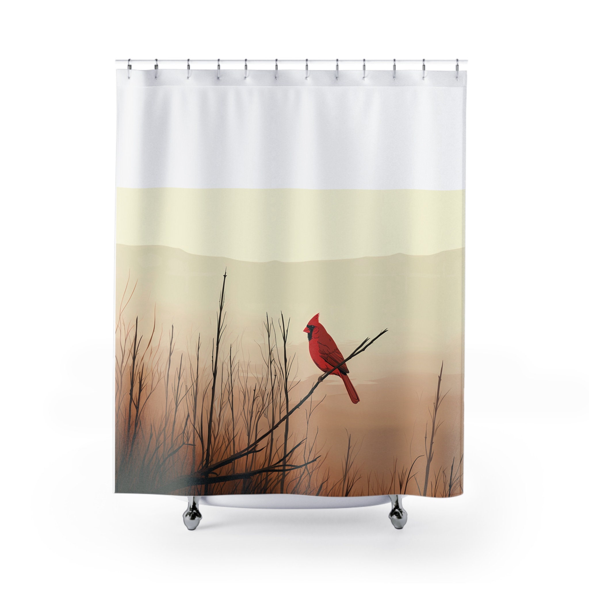 Cardinal Shower Curtain | Cardinal Bird Home Decor, Bathroom Decor ...