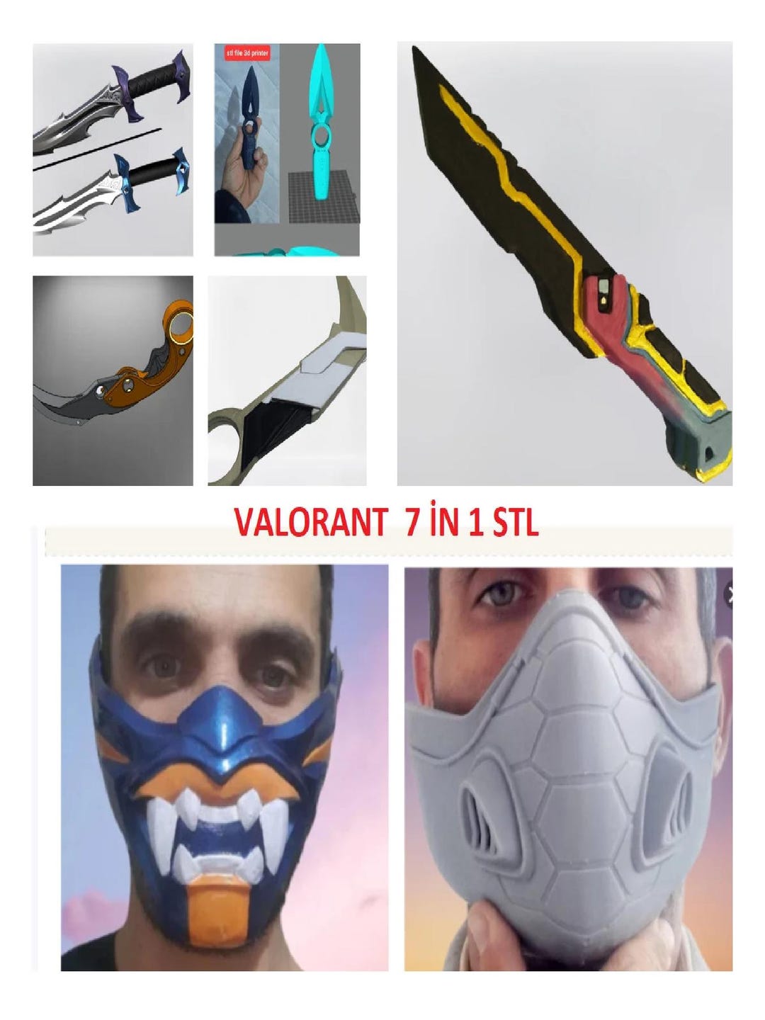 Buy Valorant Mask and Knife Set STL Files 3D Models for 3D Printing ...