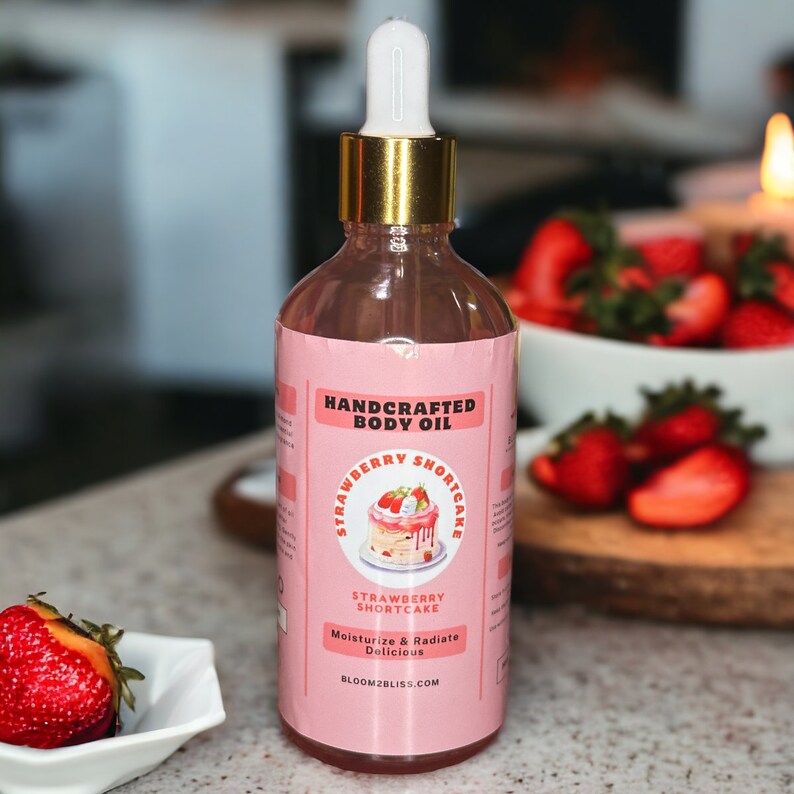 Handcrafted Strawberry Shortcake Body Oil, Vegan, 4 Oz - Etsy
