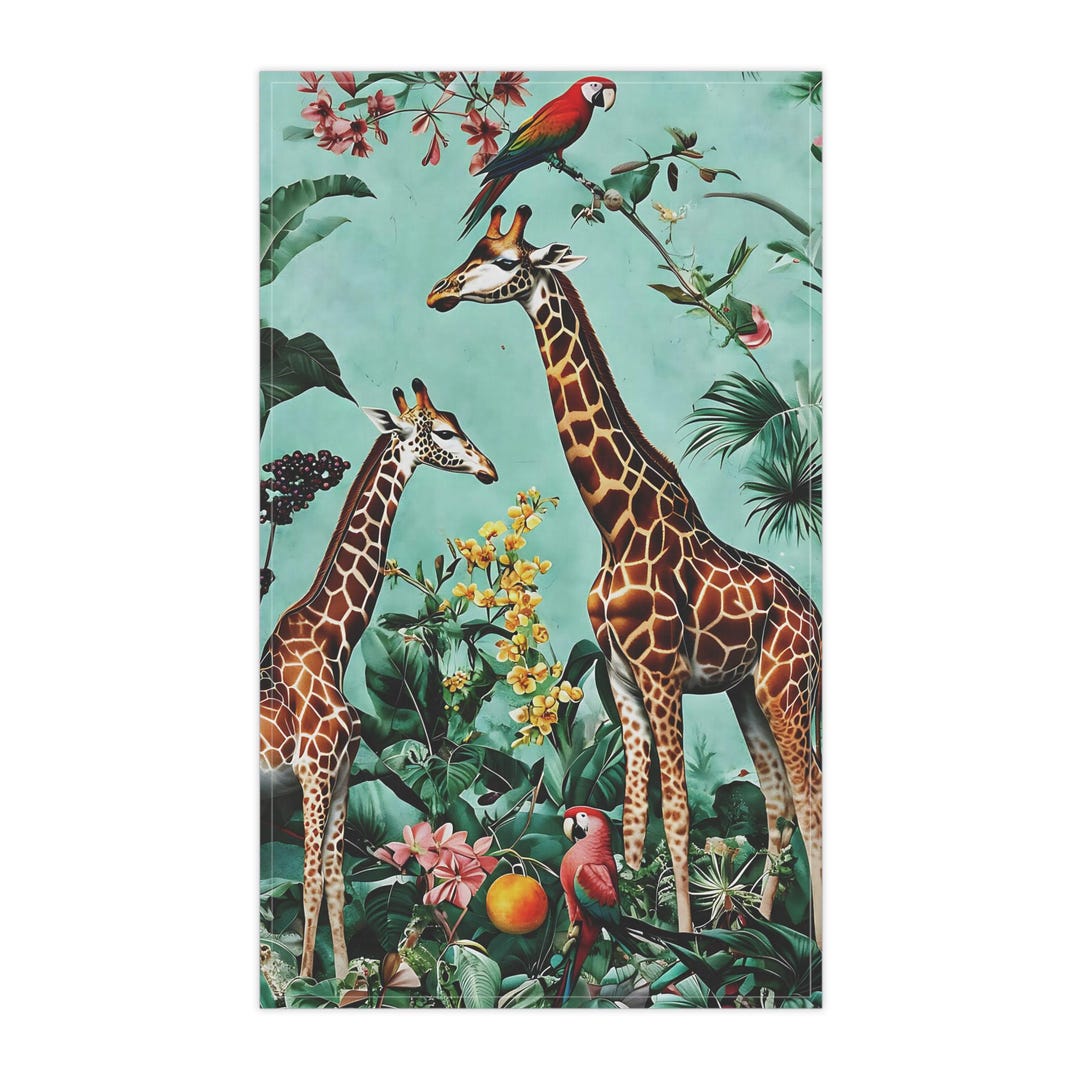 Vibrant Giraffes Tea Towel | Colorful Jungle Design | Perfect Kitchen ...