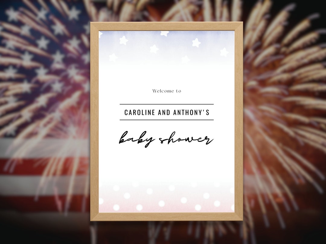 A Little Firecracker is on the Way Baby Shower Welcome Sign - Patriotic ...