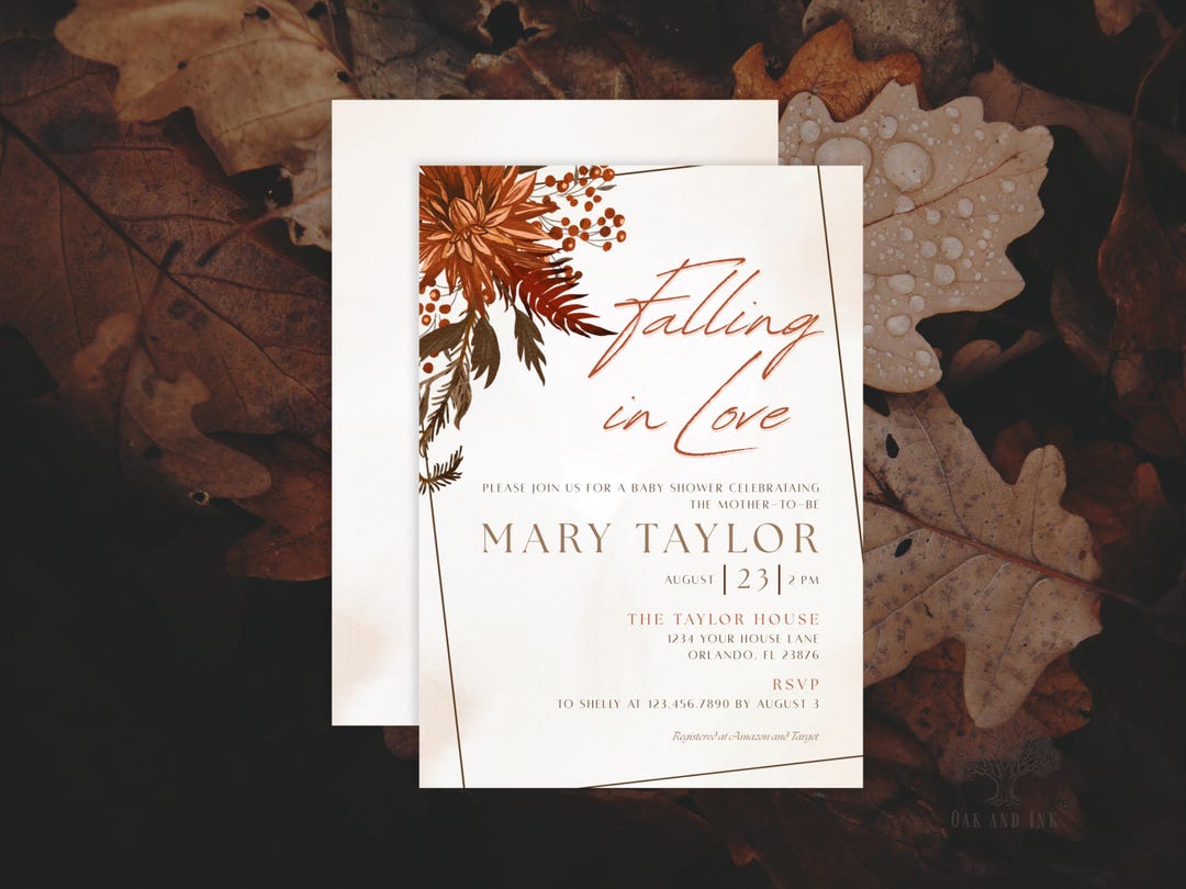 Falling in Love Invitation Suite - Fall/autumn Baby Shower Theme ...
