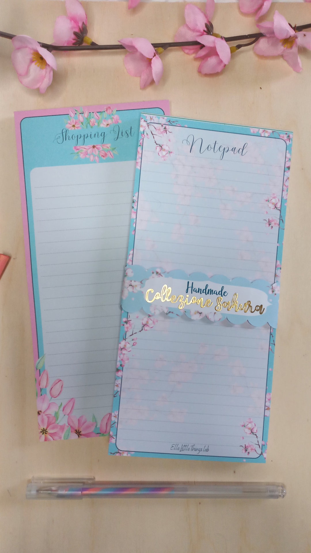 Set 2 Notepad-notepad-shopping List-sakura Collection, With or Without ...
