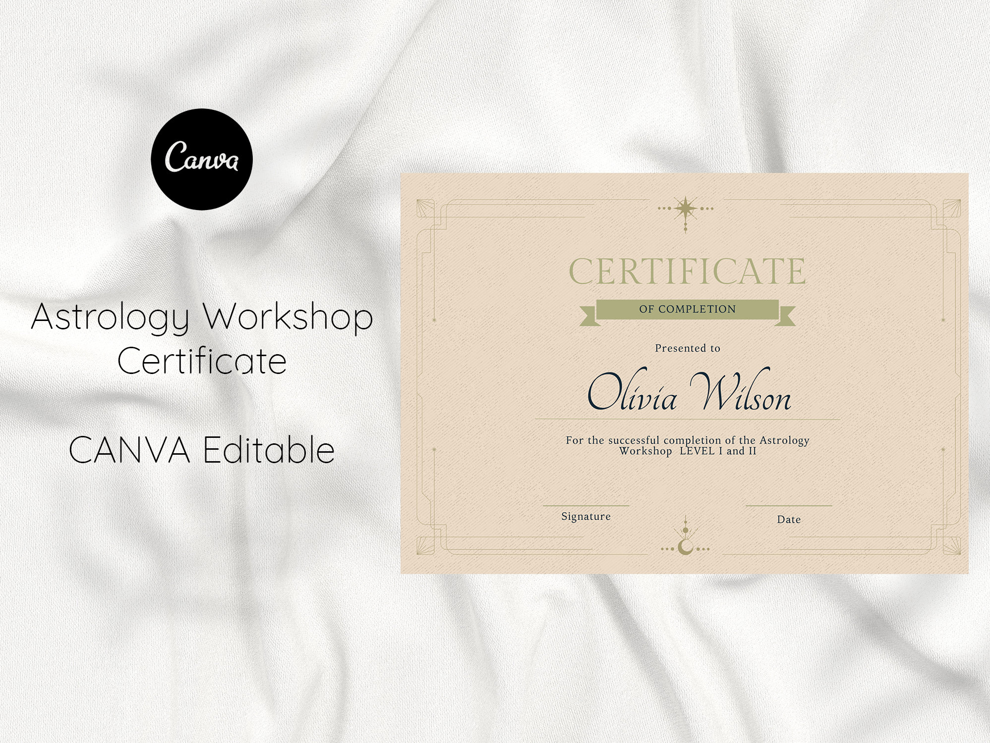 Editable Certificate of Completion, Astrology Workshop, Holistic ...
