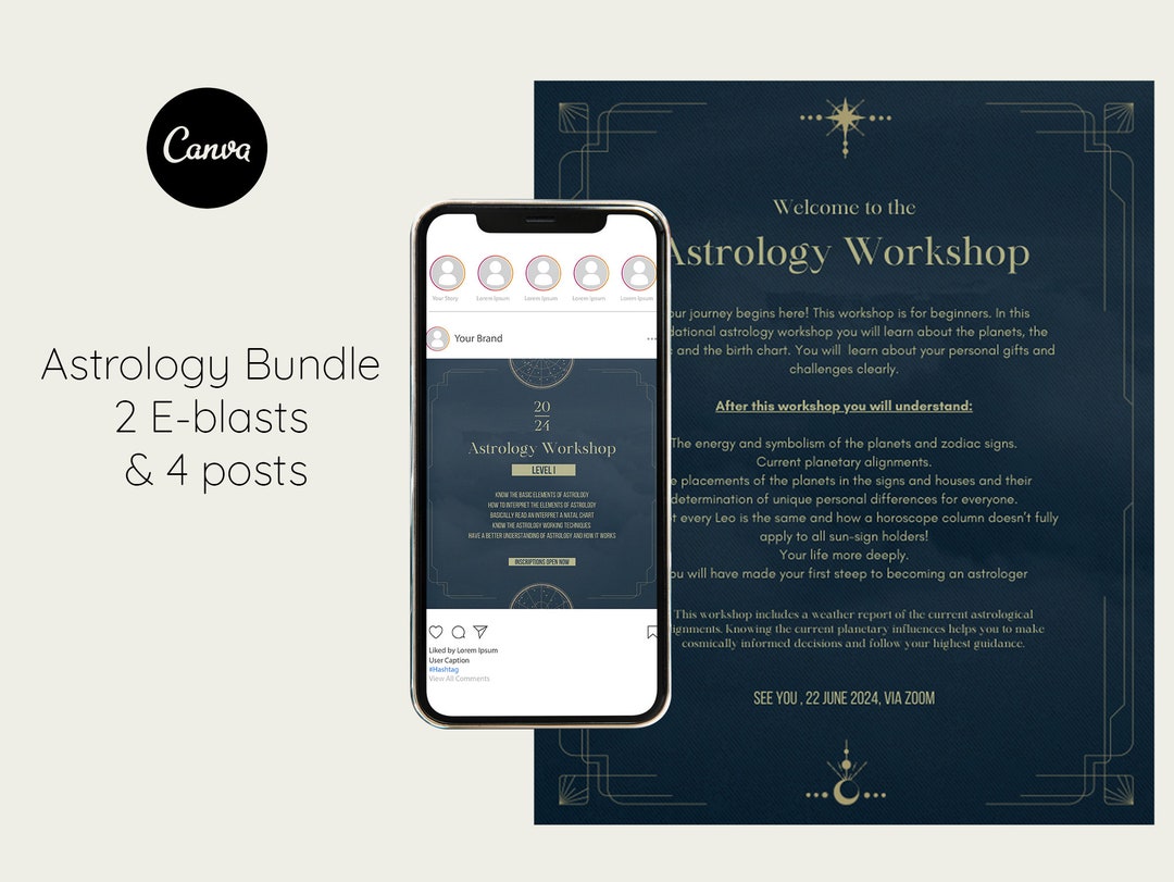 Astrology Workshop Newsletter T & Posts Canva Template (digital ...