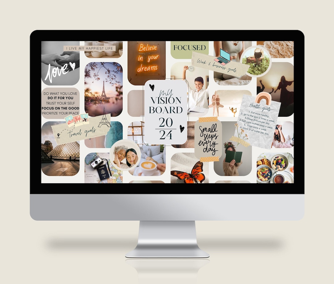 Digital Vision Board Wallpaper for Manifesting Your Dreams Fully ...
