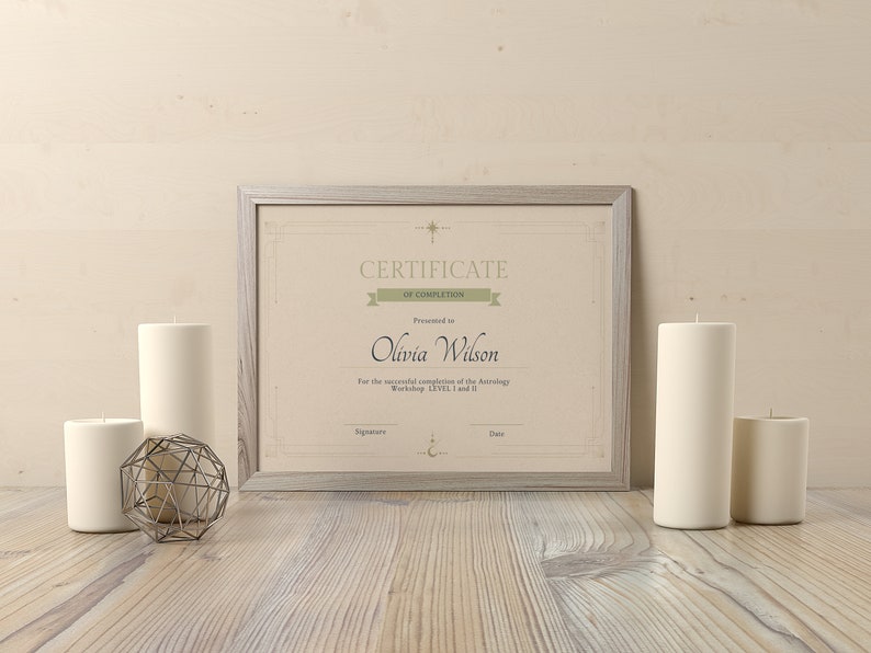 Editable Certificate of Completion, Astrology ,holistic, Reiki, Akashic ...
