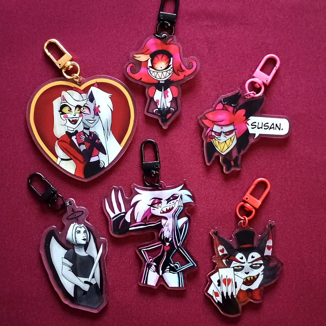 Hazbin Hotel Acrylic Keychains Angel Dust, Alastor, Husk, Niffty ...