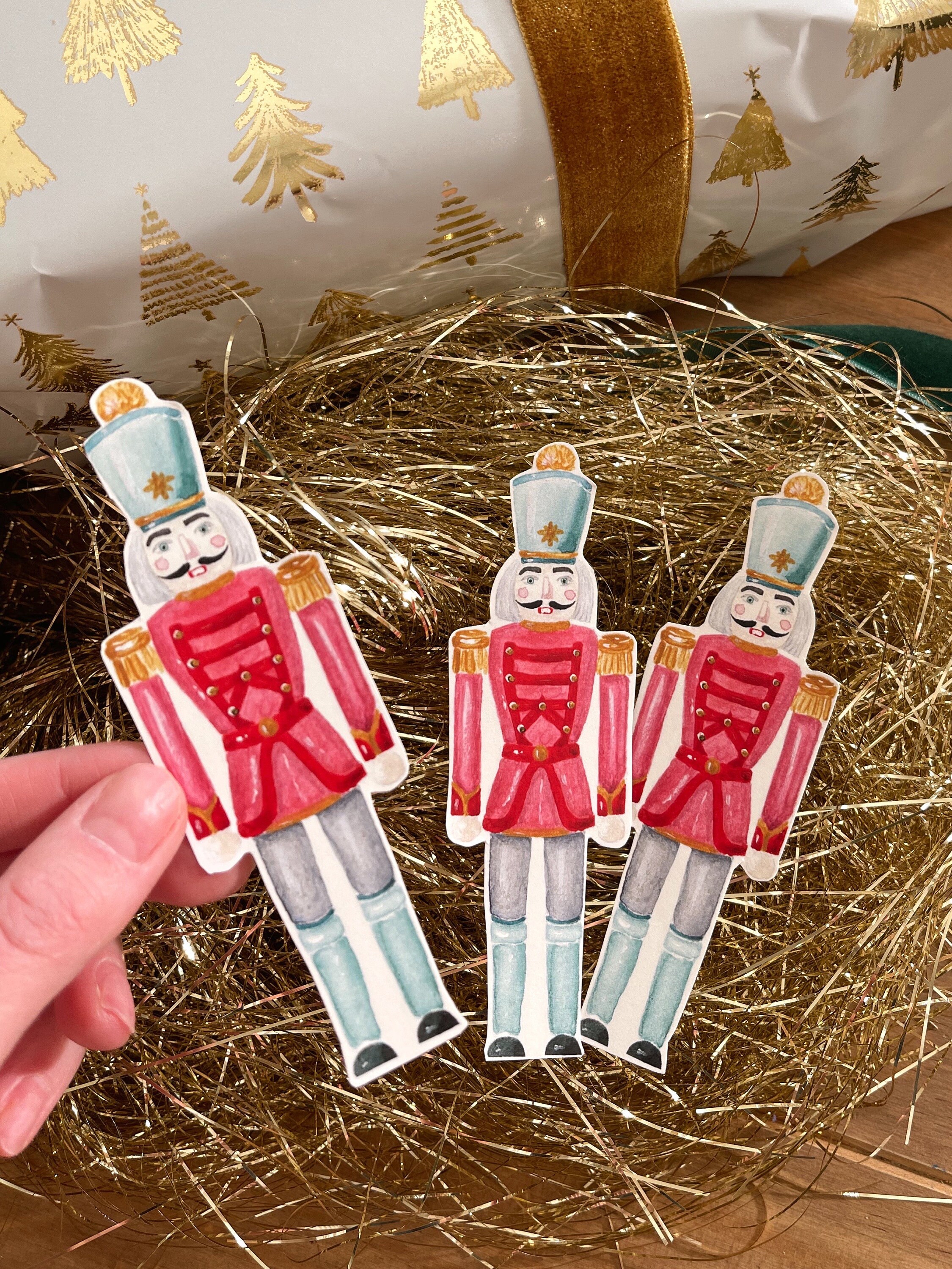 Christmas Printable Gift Tags, Pink Watercolor Nutcracker, DIY Present ...