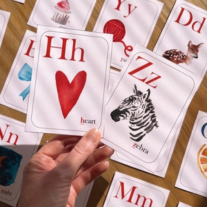 Printable Montessori Alphabet Cards, Watercolor Sound Cards, Classroom ...