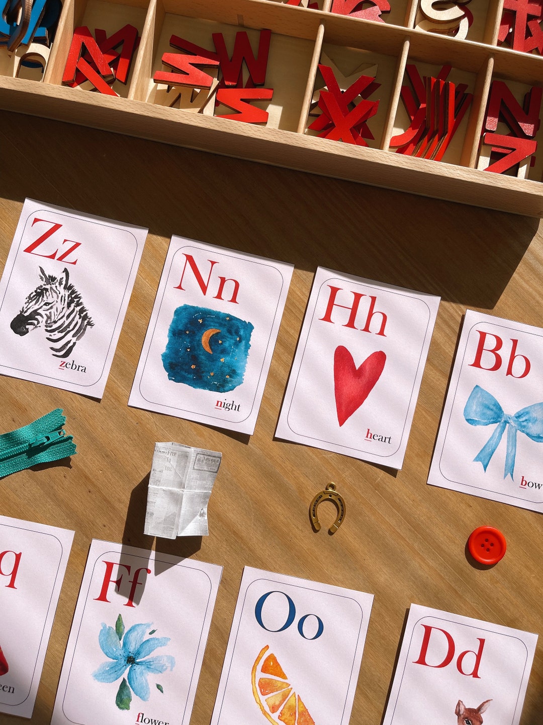 Printable Montessori Alphabet Cards, Watercolor Sound Cards, Classroom ...