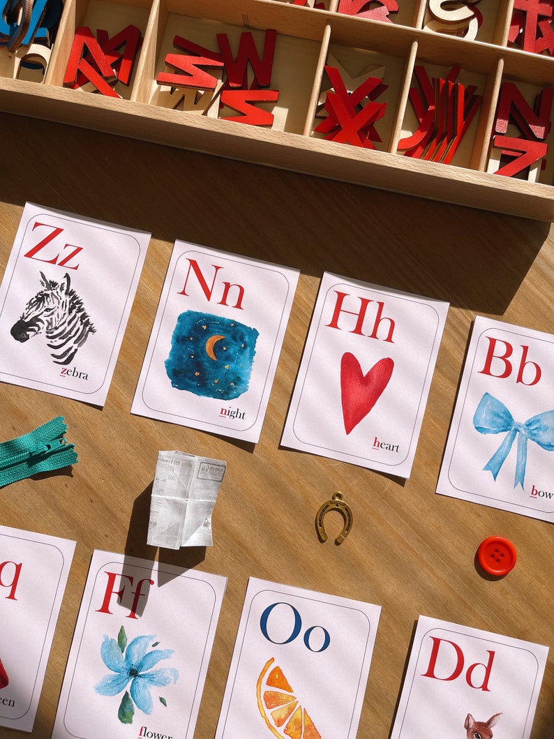 Printable Montessori Alphabet Cards, Watercolor Sound Cards, Classroom ...