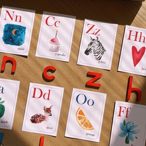 Printable Montessori Alphabet Cards, Watercolor Sound Cards, Classroom ...