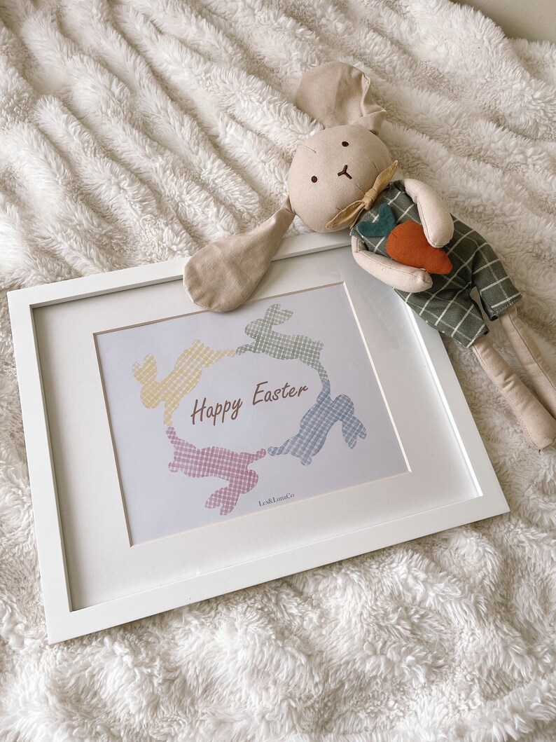 Printable Easter Wall Art, Easter Decor, Bunny Print, Playroom Art ...
