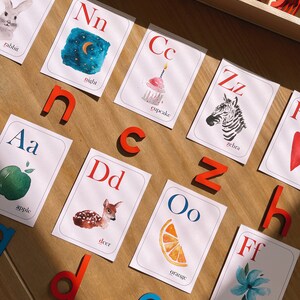 Printable Montessori Alphabet Cards, Watercolor Sound Cards, Classroom ...