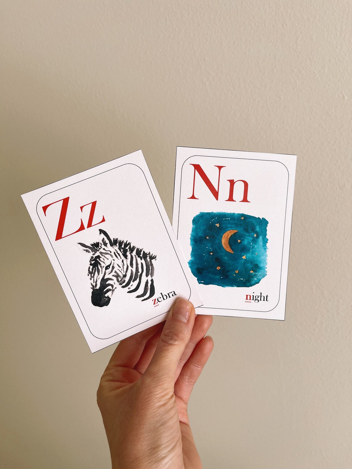 Printable Montessori Alphabet Cards, Watercolor Sound Cards, Classroom ...