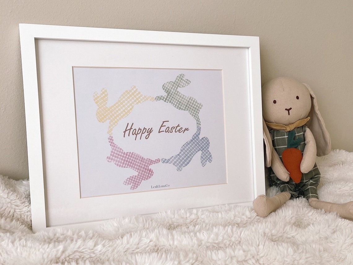 Printable Easter Wall Art, Easter Decor, Bunny Print, Playroom Art, Watercolor Illustration 8x10 ...