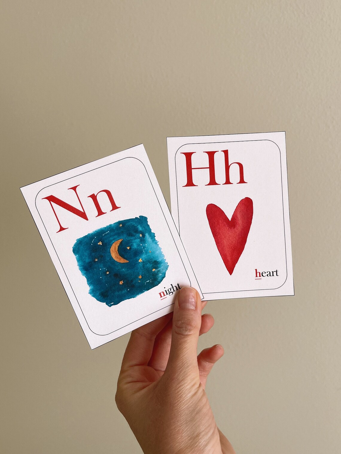 Printable Montessori Alphabet Cards, Watercolor Sound Cards, Classroom ...