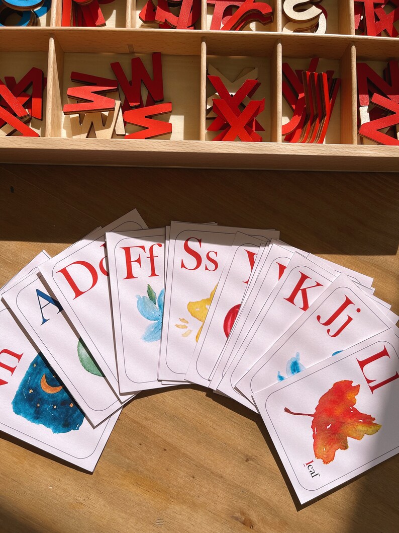 Printable Montessori Alphabet Cards, Watercolor Sound Cards, Classroom ...