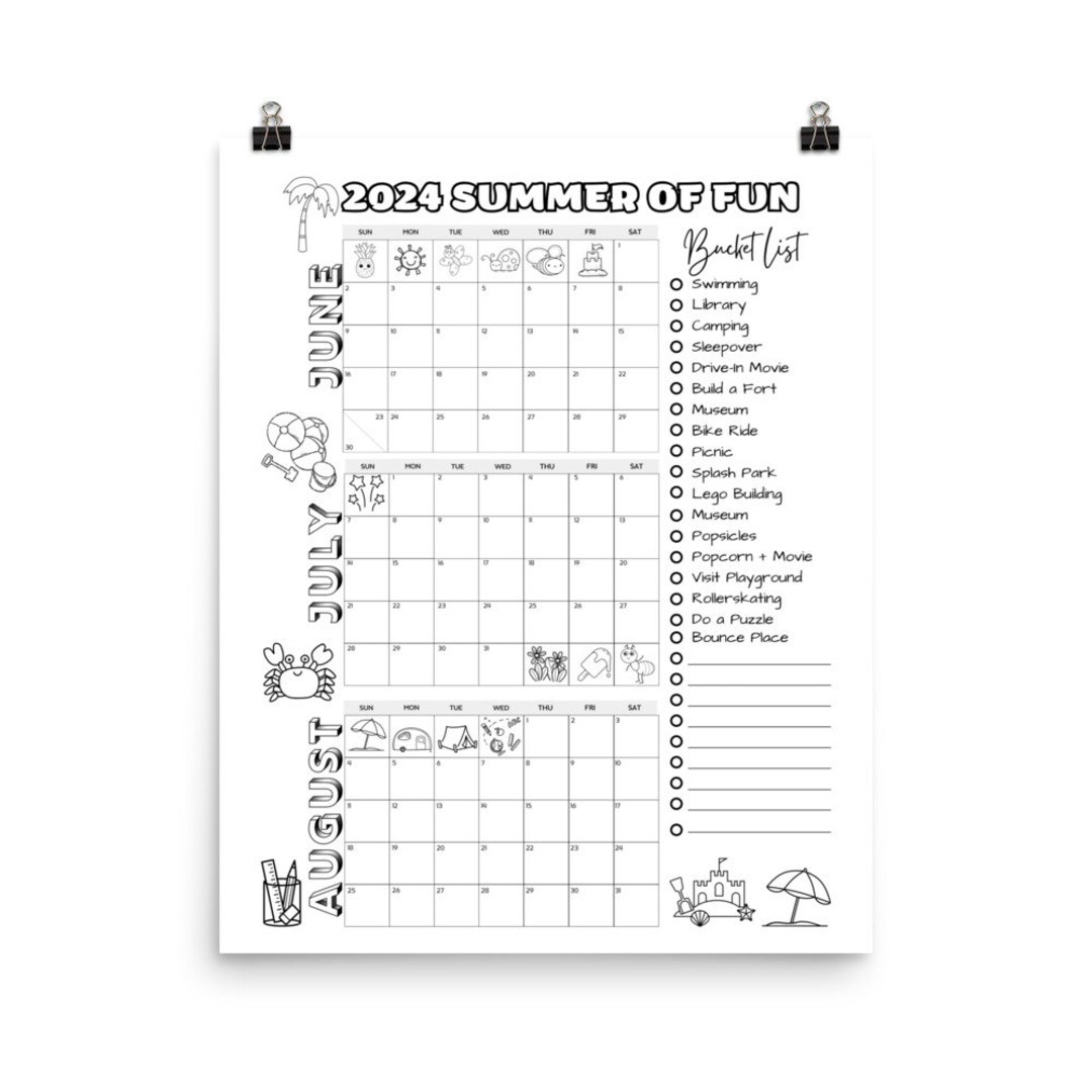 2024 Color Me Fun: Summer of Adventure Calendar - Etsy