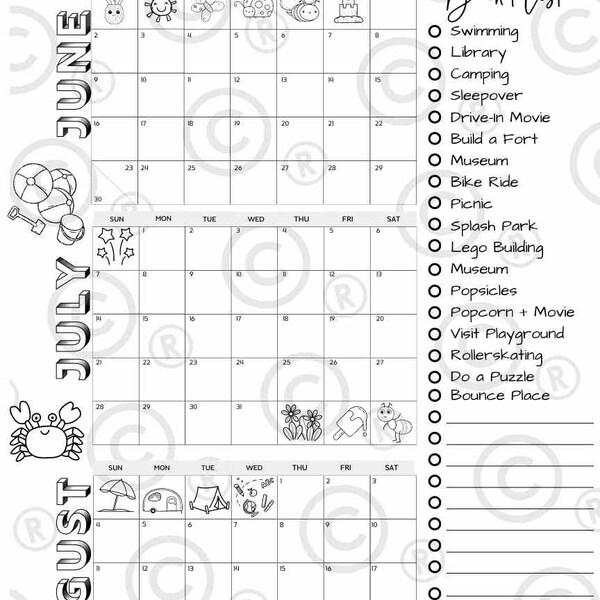 Summer Calendar - Etsy