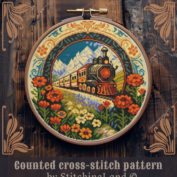 Train Cross Stitch - Etsy