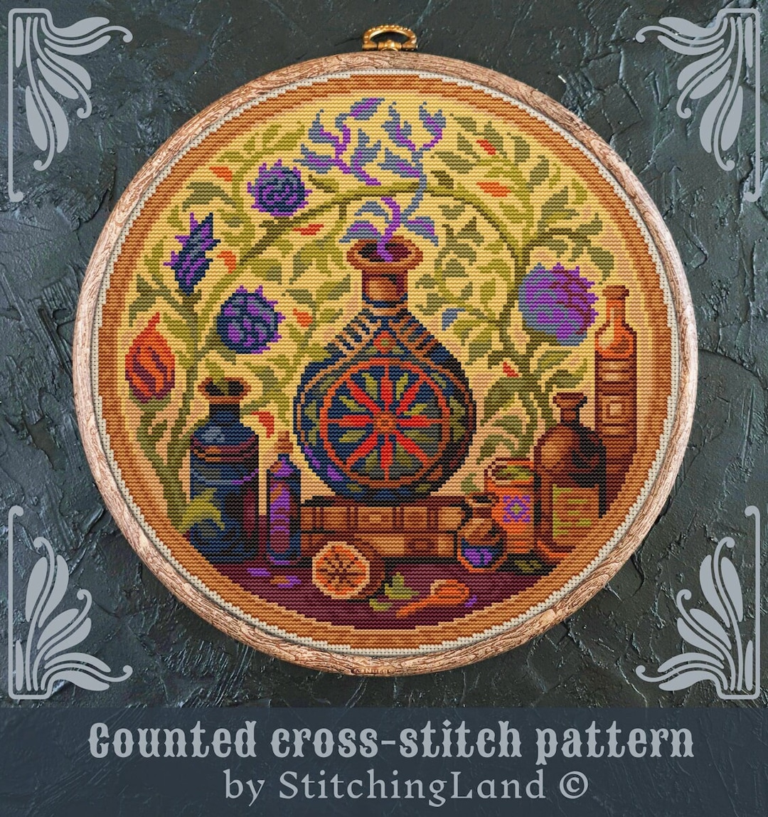 Art Cross Stitch Pattern, Floral Cross Stitch Pattern, Art Nouveau ...