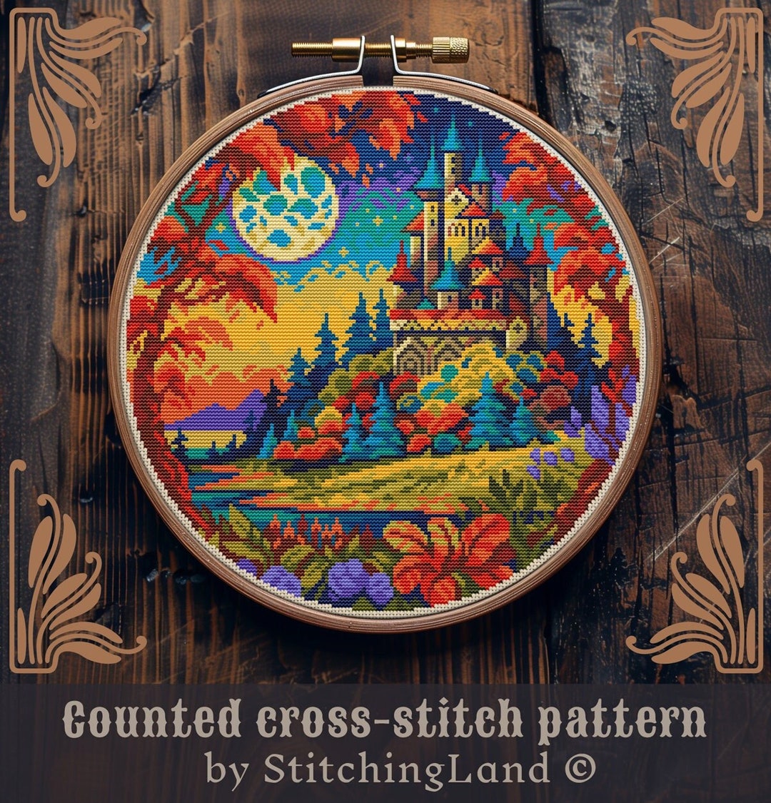 Castle Cross Stitch Pattern, Art Cross Stitch, Fantasy Cross Stitch ...