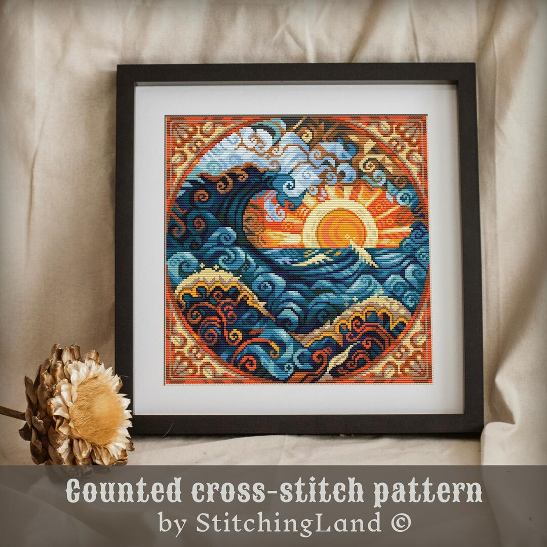 Art Nouveau Cross Stitch Pattern, Ocean Cross Stitch, Nautical Cross ...