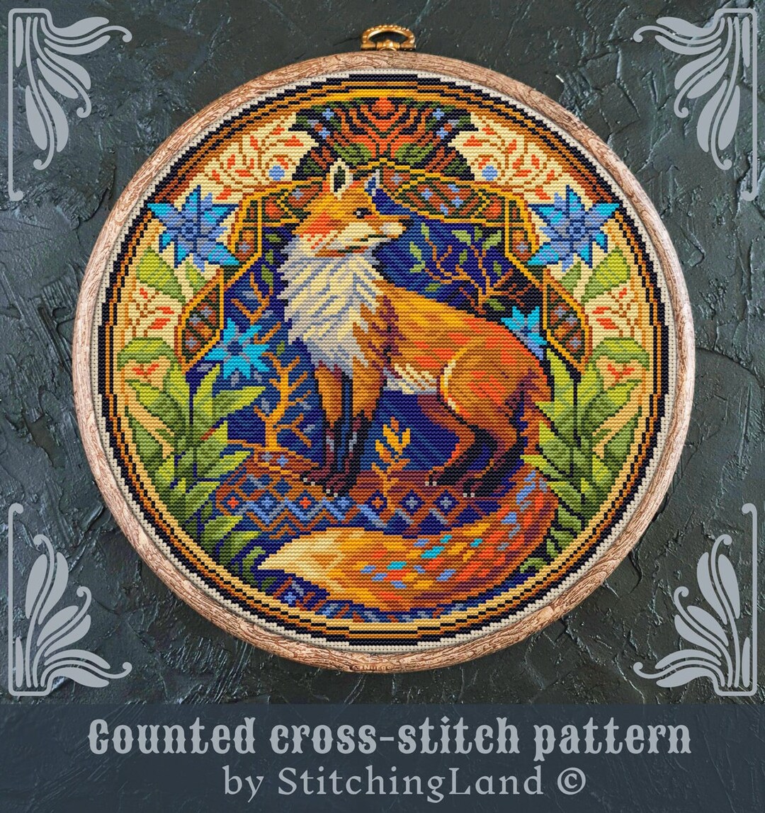 Fox Cross Stitch Pattern, Art Nouveau Cross Stitch Pattern, Forest ...
