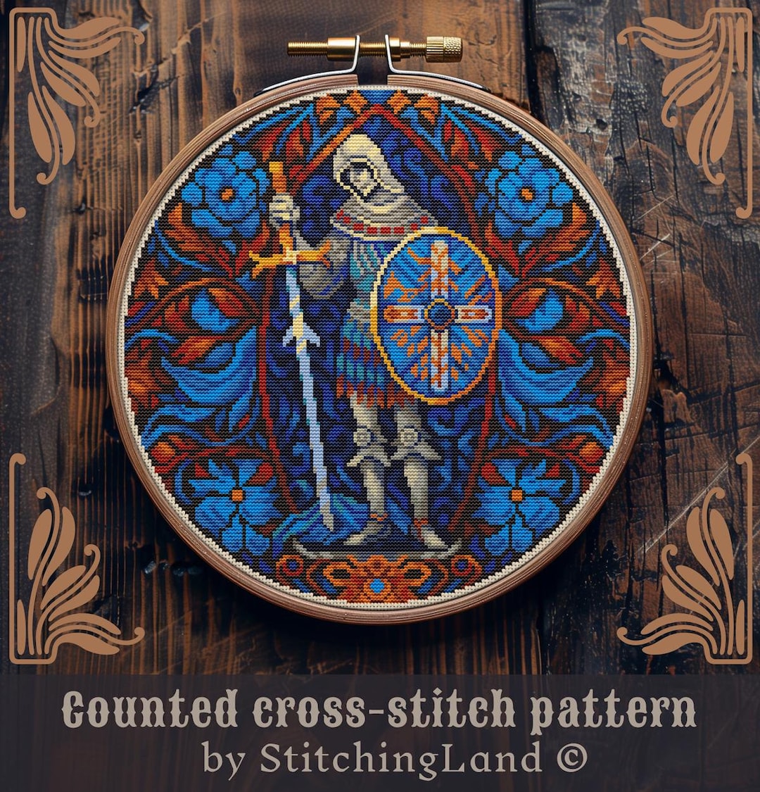 Medieval Cross Stitch Pattern, Gothic Cross Stitch, King Arthur Cross ...