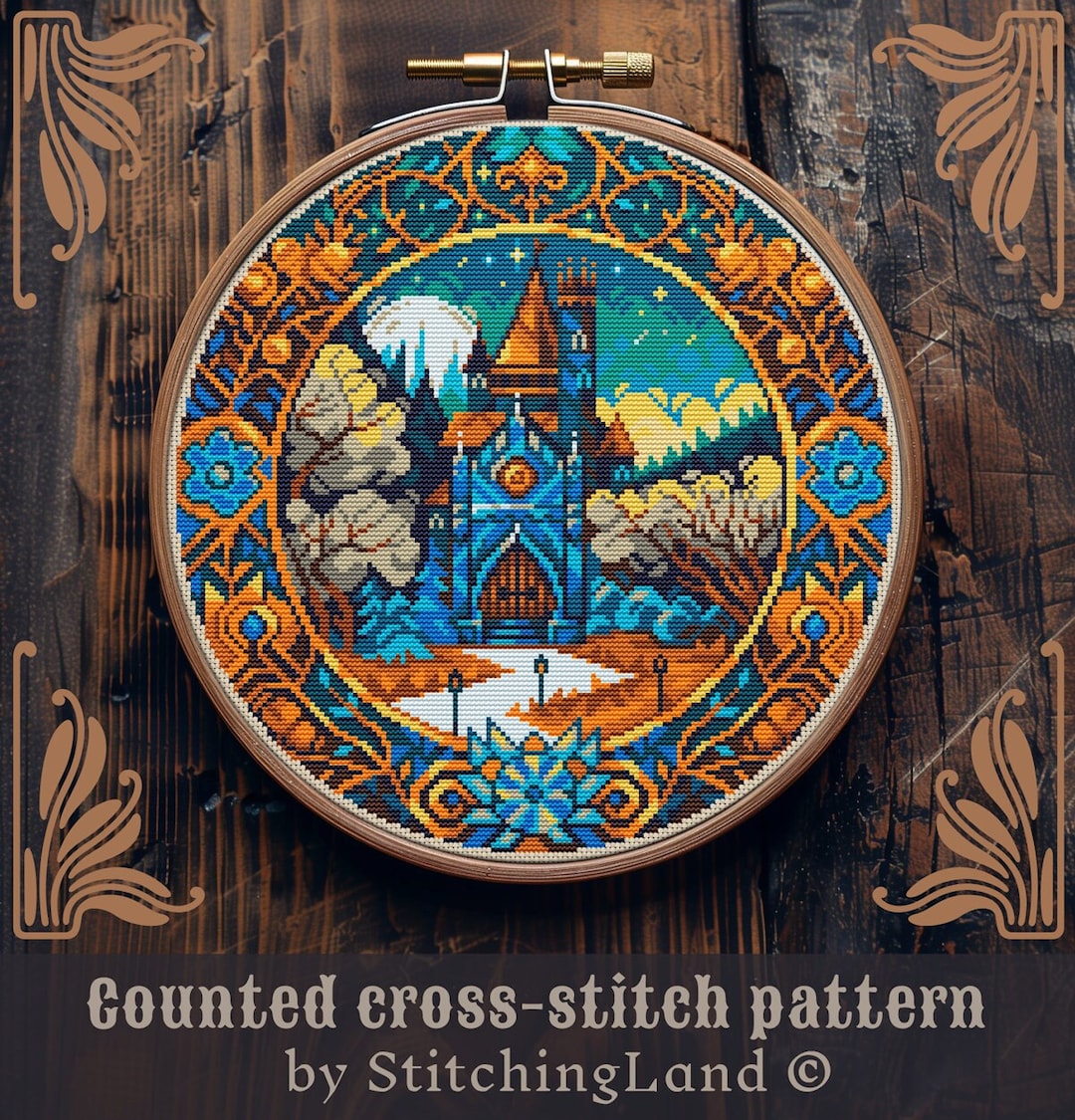 Castle Cross Stitch Pattern, Art Nouveau Cross Stitch, Fantasy Cross ...