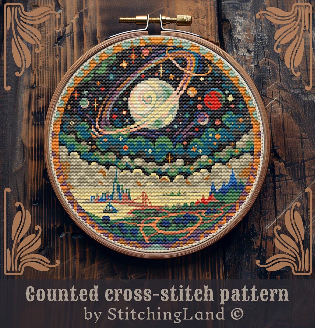 Space Cross Stitch Pattern, Art Nouveau Cross Stitch, Galaxy Cross ...