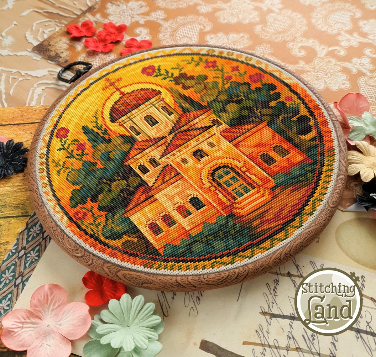 Church Cross Stitch Pattern, Christian Cross Stitch, Art Nouveau Cross ...