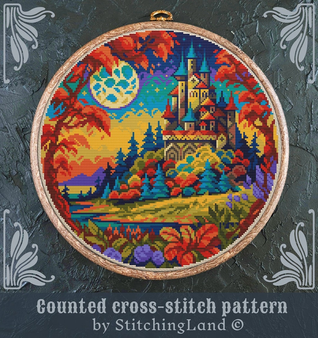 Castle Cross Stitch Pattern, Art Cross Stitch, Fantasy Cross Stitch ...