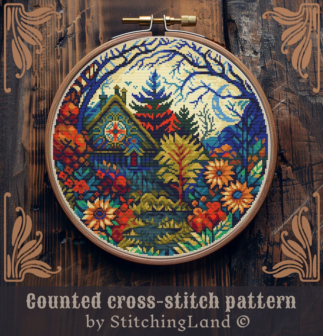 Art Cross Stitch Pattern, Witchy Cross Stitch, Forest Cross Stitch ...