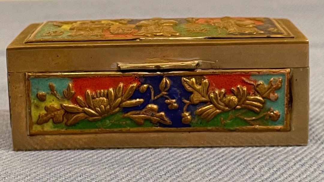 Antique Chinese Cloisonne Hinged Stamp Box With Divider - Etsy