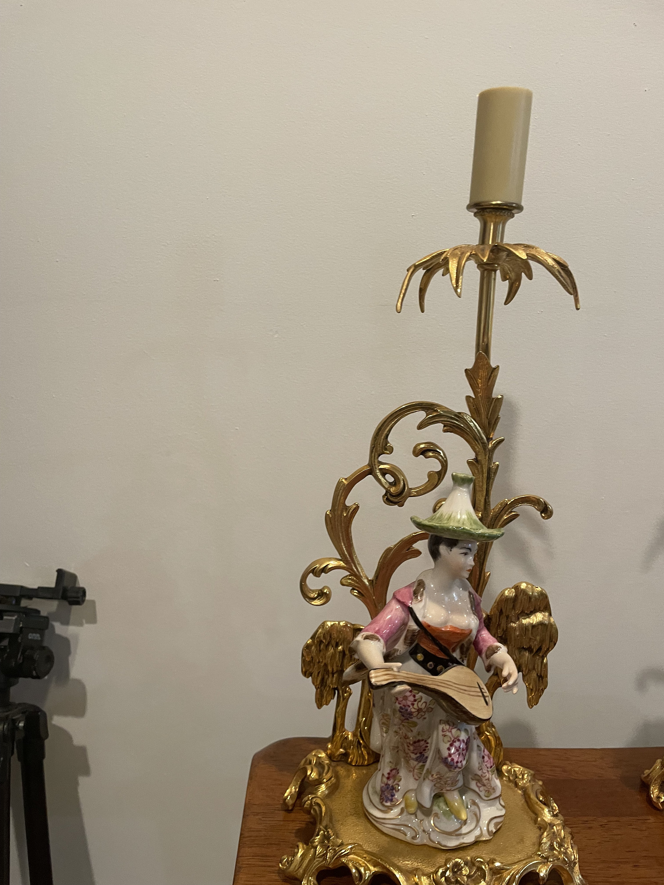 Italian Capodimonte Hand Painted Porcelain Musical Couple Lamps, Circa ...