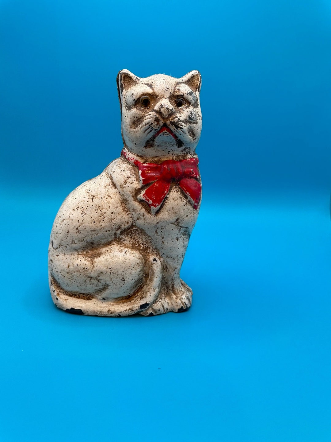 Vintage White Cat Cast Iron Bank - Etsy