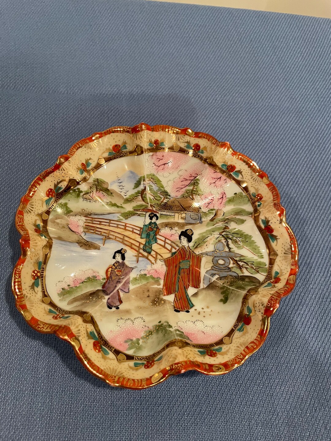 Vintage Japanese Kutani Hand-painted Porcelain Plate With Geishas ...