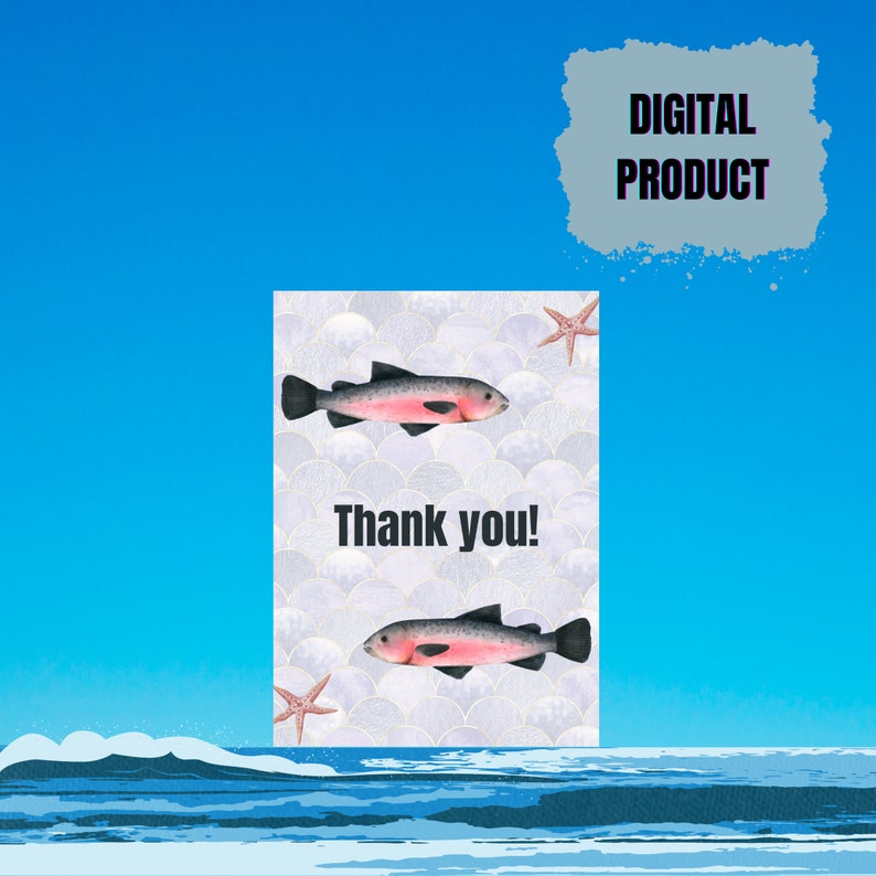 Japanese Fish Thank You Card: Printable 5x7 PDF - Etsy UK